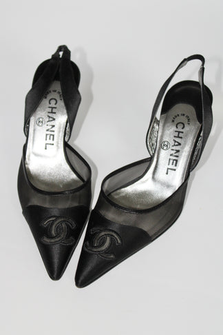 ICONIC Chanel Vintage Mesh Slingback Heels in Black (EU 36,5) – Ciao Kasia